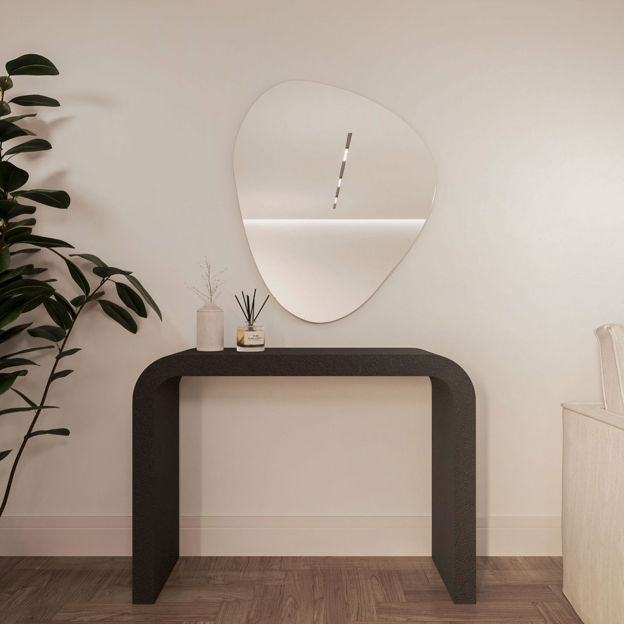 Athena Black Hump Console Table With Textured Finish