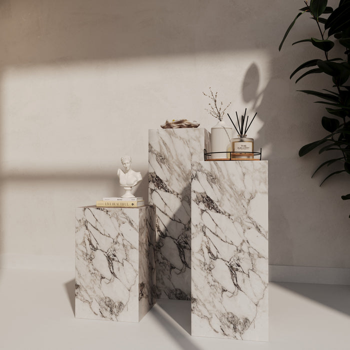 Clara Italian Arabescato Marble Plinth